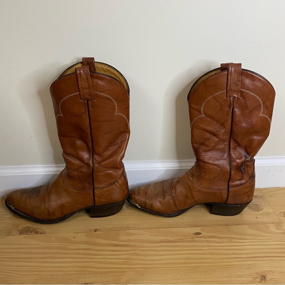 Tony Lama | Shoes | Vintage Tony Lama Style 584 Size 9 2 D Brown Boots ...